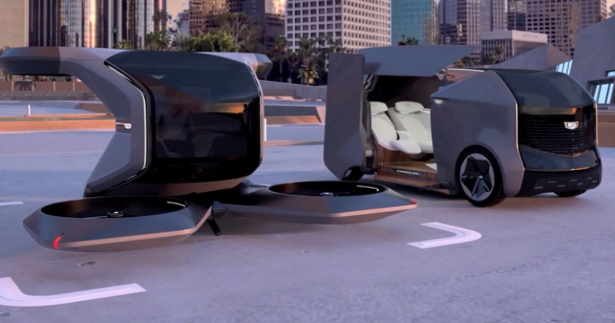 GM unveils electric flying Cadillac and earthbound vans for families ...
